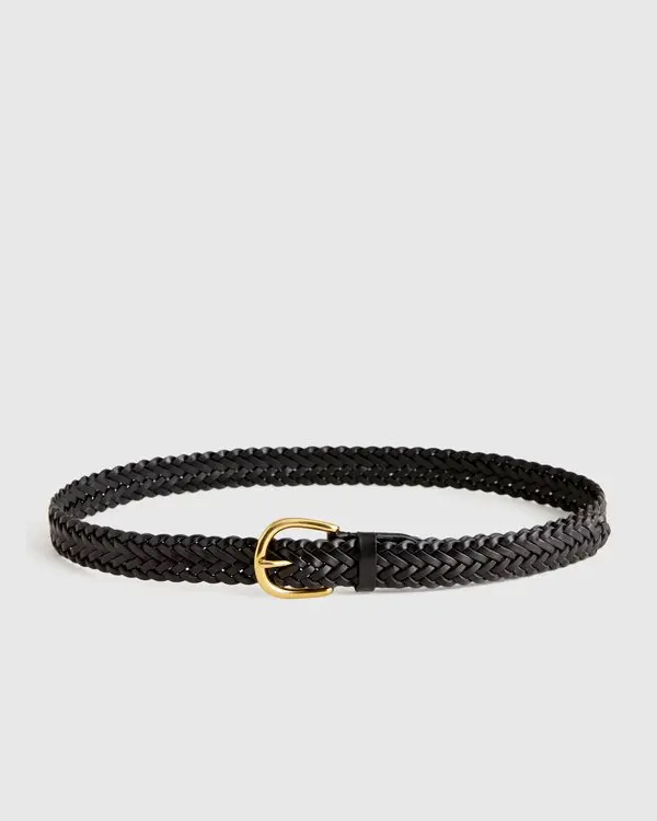 Quince Braided European Leather Belt - Black