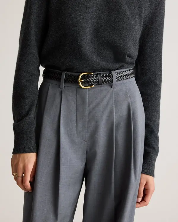 Quince Braided European Leather Belt - Black