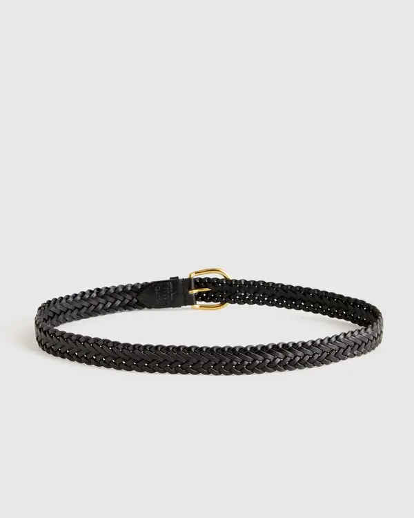 Quince Braided European Leather Belt - Black