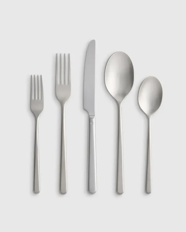 Quince Gia Minimalist 20 Piece Flatware Set - Brushed Stainless Steel