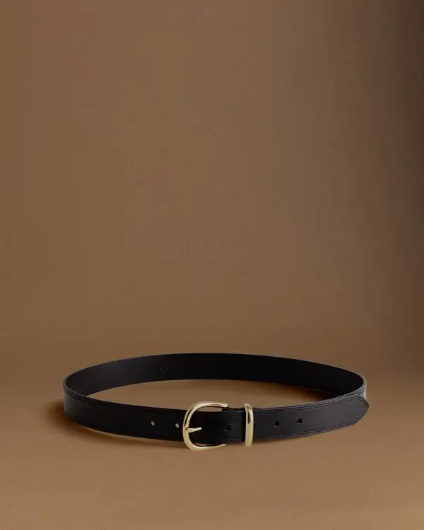 Quince Allegra European Leather Belt - Black