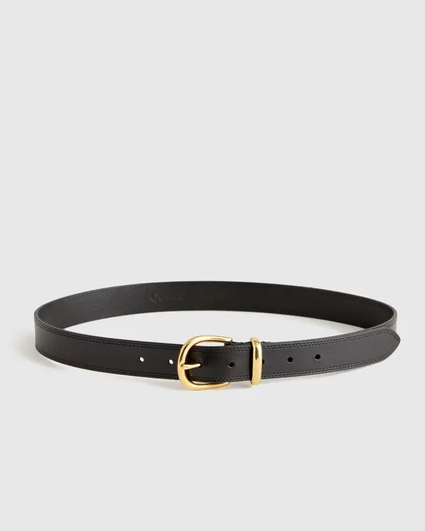 Quince Allegra European Leather Belt - Black