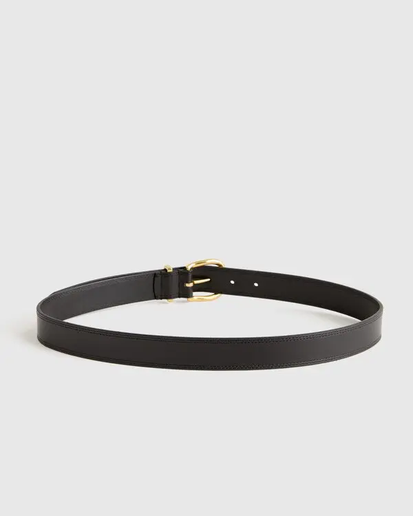 Quince Allegra European Leather Belt - Black