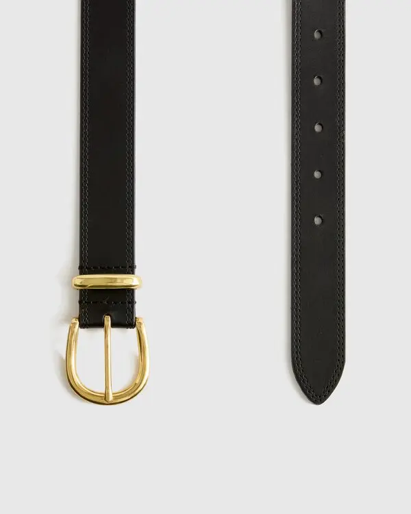 Quince Allegra European Leather Belt - Black