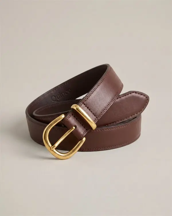 Quince Allegra European Leather Belt - Espresso Brown