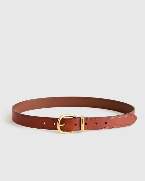 Quince Allegra European Leather Belt - Saddle