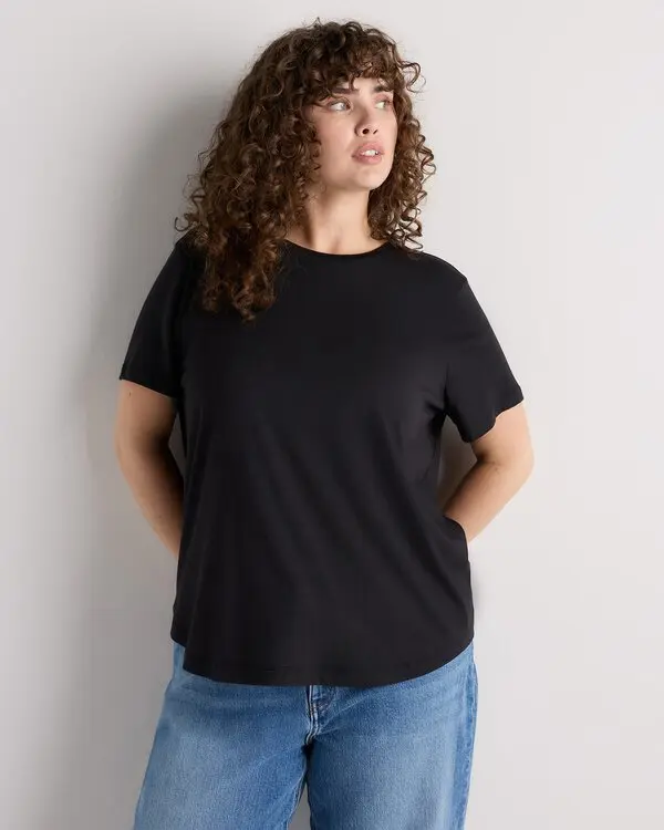 Quince Cotton Modal Crewneck T-shirt - Black