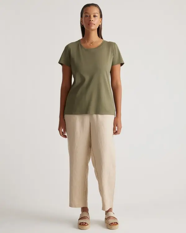 Quince Cotton Modal Crew Neck T-shirt - Dark Olive