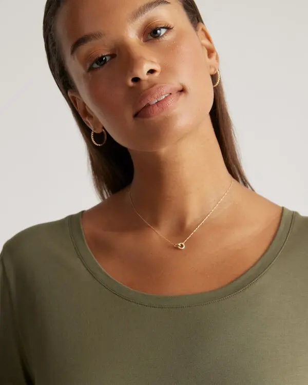 Quince Cotton Modal Crew Neck T-shirt - Dark Olive