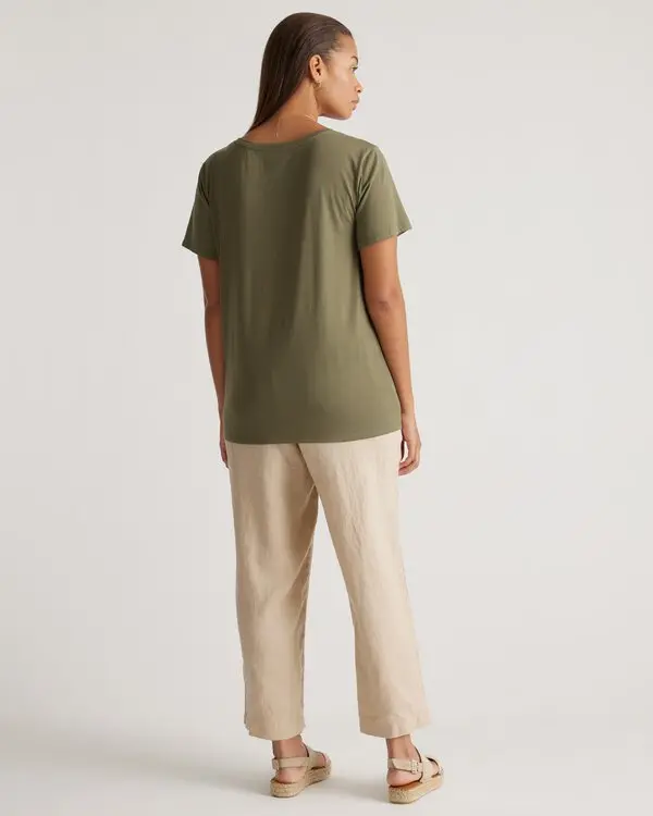 Quince Cotton Modal Crew Neck T-shirt - Dark Olive