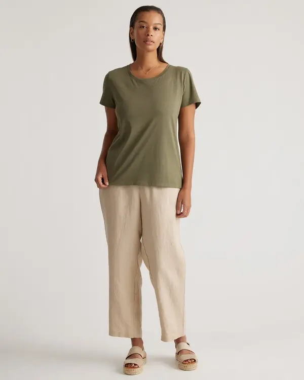 Quince Cotton Modal Crew Neck T-shirt - Dark Olive