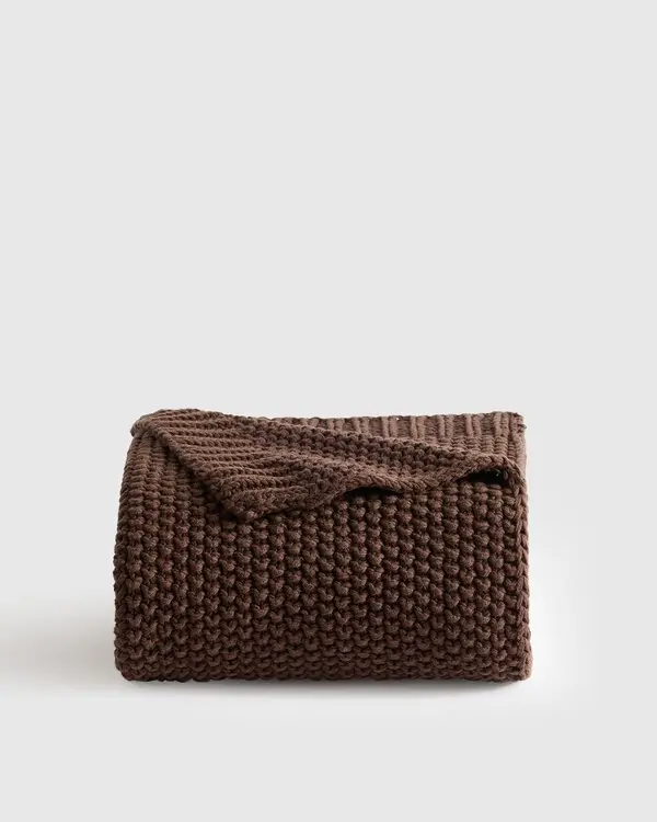 Quince Cotton Fisherman Throw - Espresso