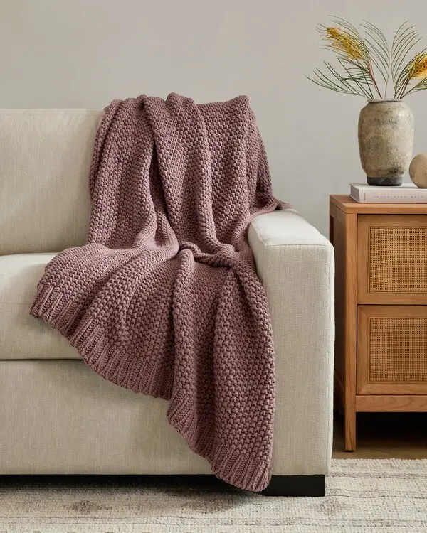 Quince Cotton Fisherman Throw - Fig