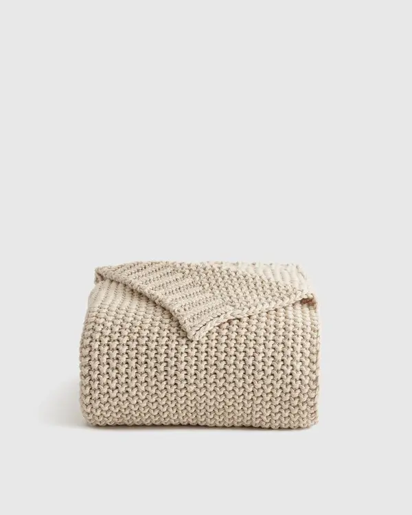 Quince Cotton Fisherman Throw - Natural