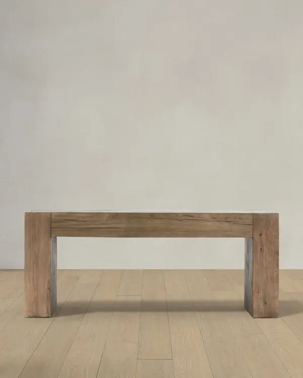 Quince Reclaimed Oak Waterfall Console Table - Cafe Brown
