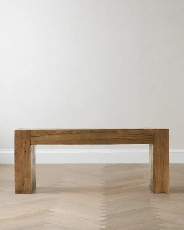 Quince Reclaimed Oak Waterfall Console Table - Cafe Brown