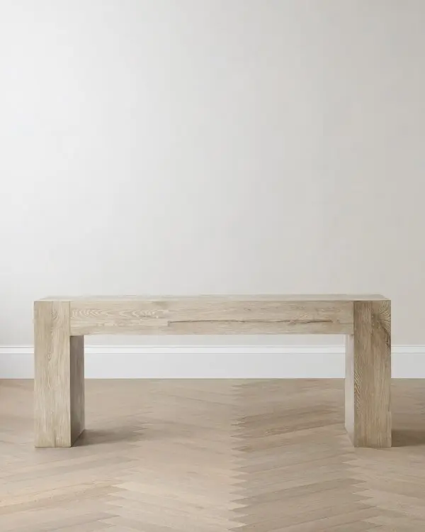 Quince Reclaimed Oak Waterfall Console Table - Washed Cream