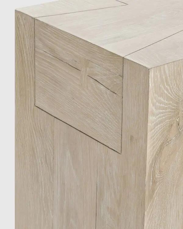 Quince Reclaimed Oak Waterfall Console Table - Washed Cream