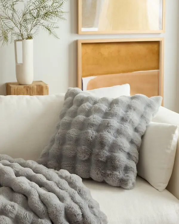Quince Ruched Faux Fur Pillow Cover