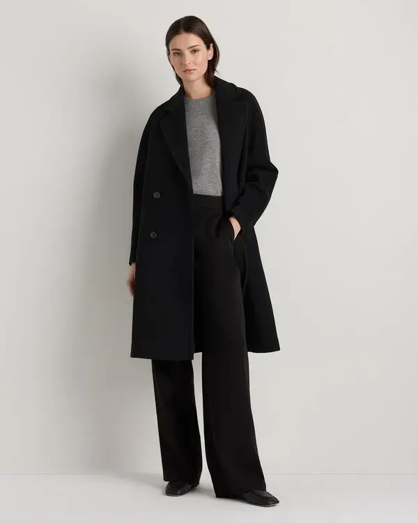 Quince Wool Cashmere Double-breasted Slouch Coat - Black