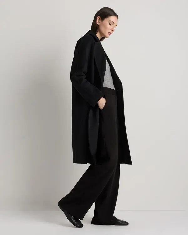 Quince Wool Cashmere Double-breasted Slouch Coat - Black