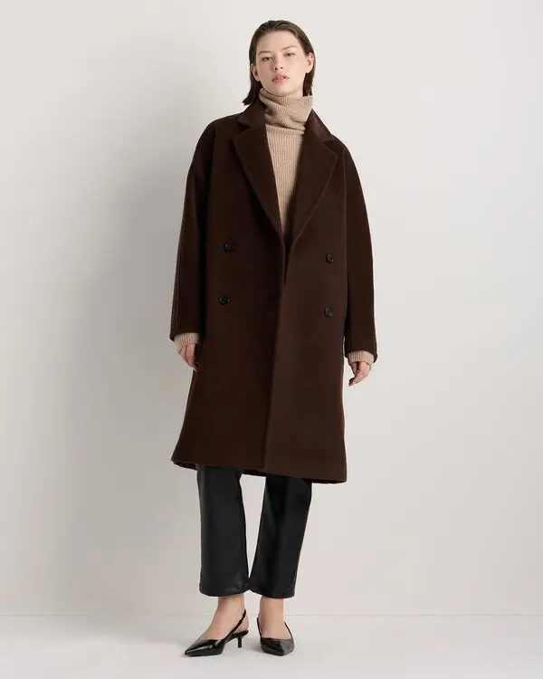 Quince Wool Cashmere Double-breasted Slouch Coat - Dark Chocolate