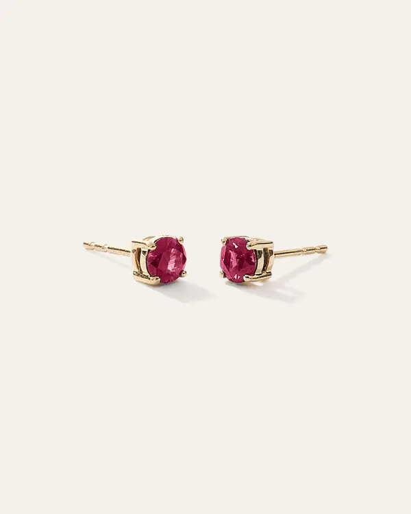 Quince 14k Gold Gemstone Stud Earrings - Ruby