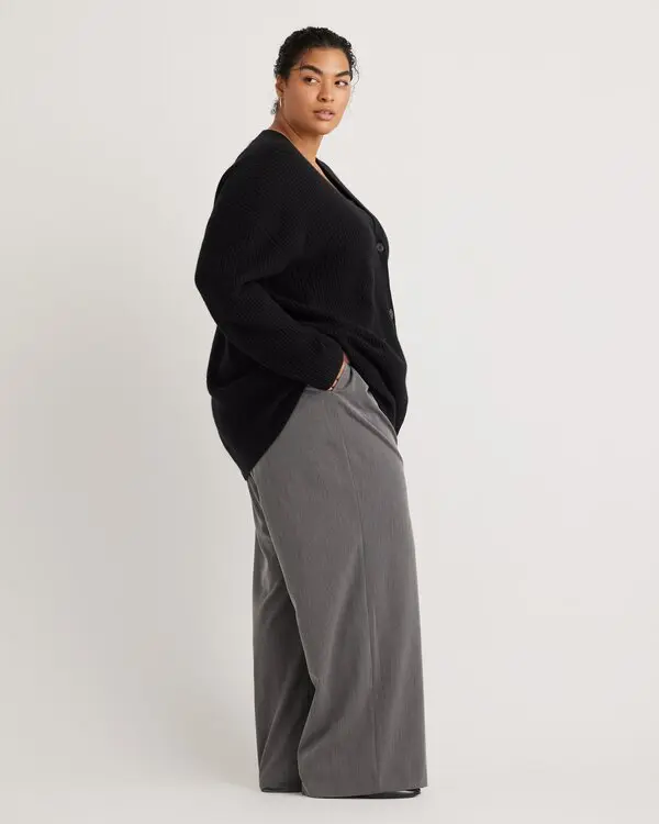 Quince Mongolian Cashmere Oversized Boyfriend Cardigan - Black