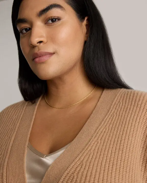 Quince Mongolian Cashmere Oversized Boyfriend Cardigan - Camel