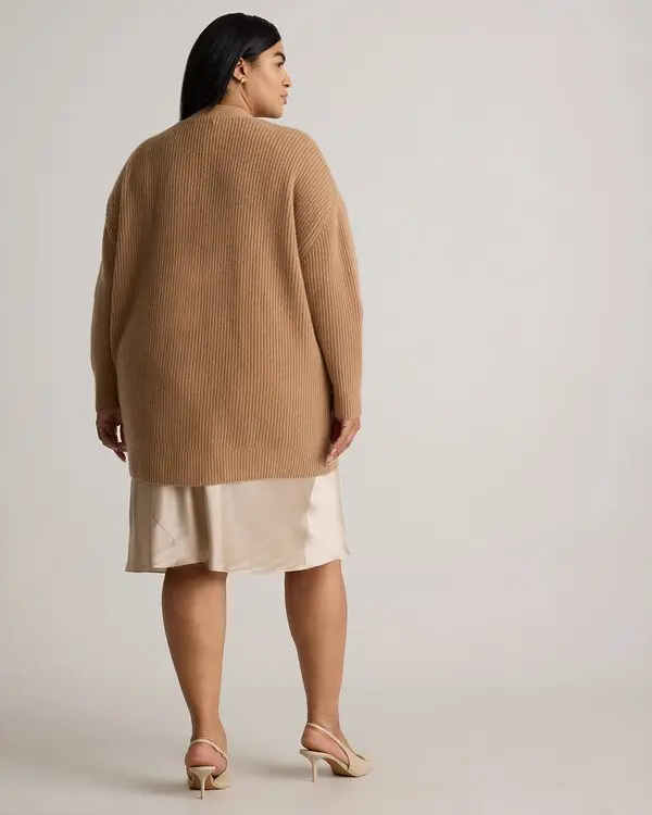 Quince Mongolian Cashmere Oversized Boyfriend Cardigan - Camel