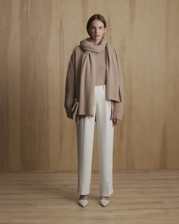 Quince Mongolian Cashmere Oversized Boyfriend Cardigan - Oatmeal