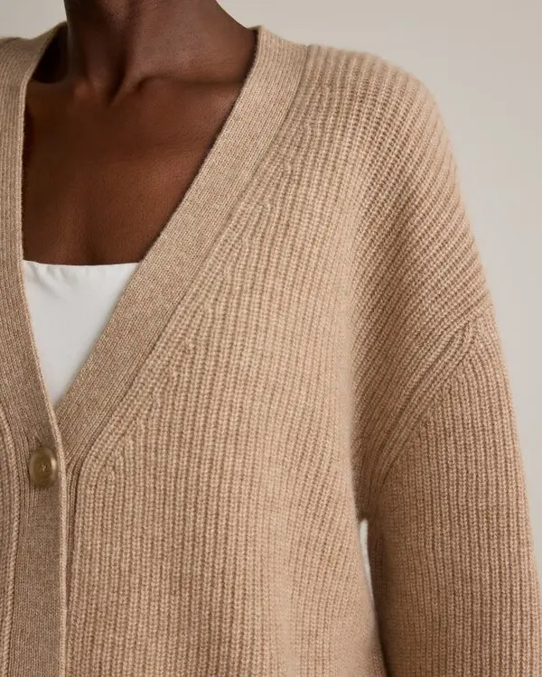 Quince Mongolian Cashmere Oversized Boyfriend Cardigan - Oatmeal