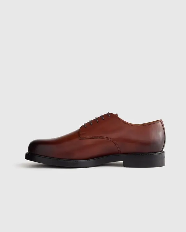 Quince Calfskin Leather Derby - Brandy