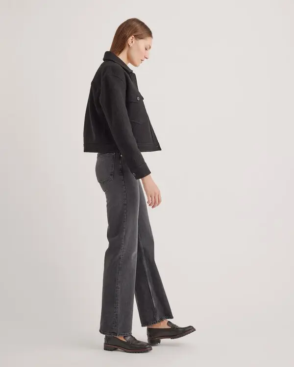 Quince 100% Merino Wool Cropped Shirt Jacket - Black
