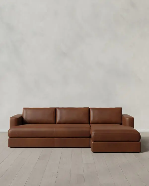 Quince Sierra Leather Curved Arm Chaise Sectional - Espresso