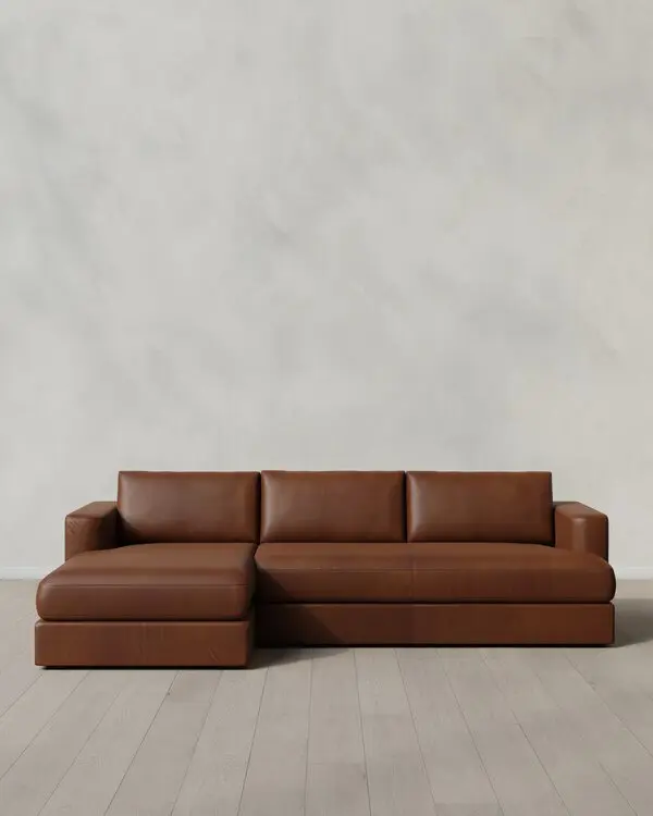 Quince Sierra Leather Curved Arm Chaise Sectional - Espresso