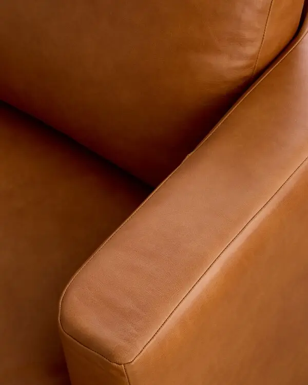 Quince Sierra Leather Curved Arm Chaise Sectional - Smoke