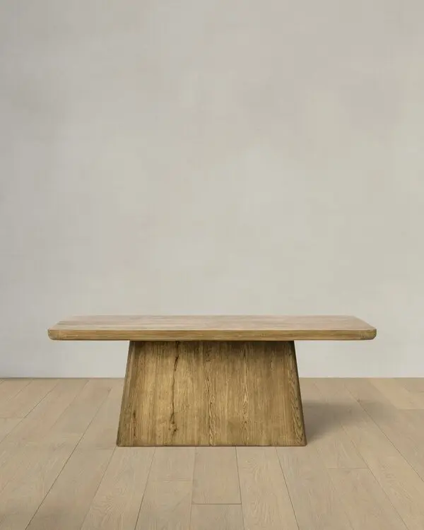 Quince Rustic Oak Plinth Dining Table - Light Brown