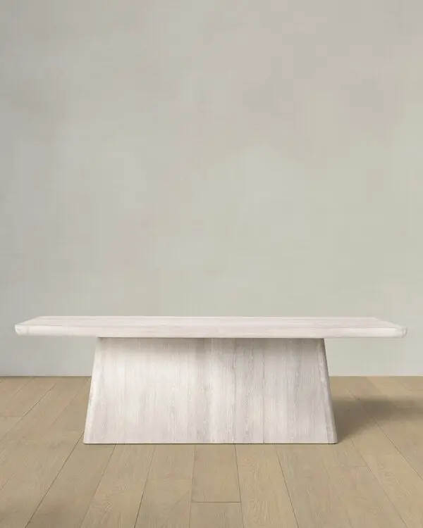 Quince Rustic Oak Plinth Dining Table - Milk White
