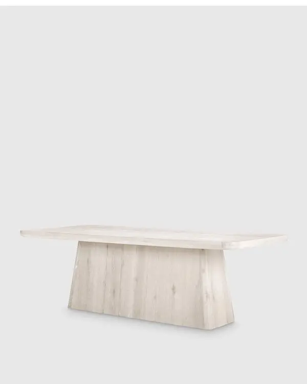 Quince Rustic Oak Plinth Dining Table - Milk White