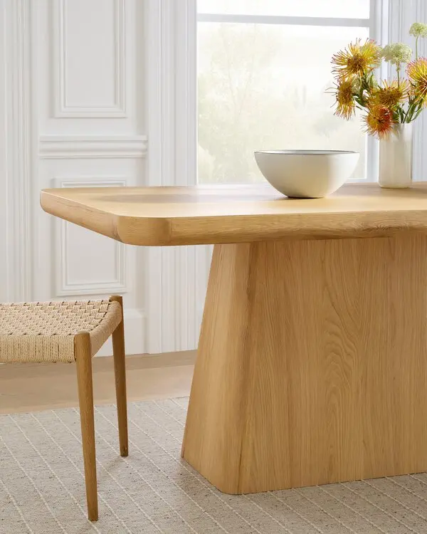 Quince Rustic Oak Plinth Dining Table - Milk White