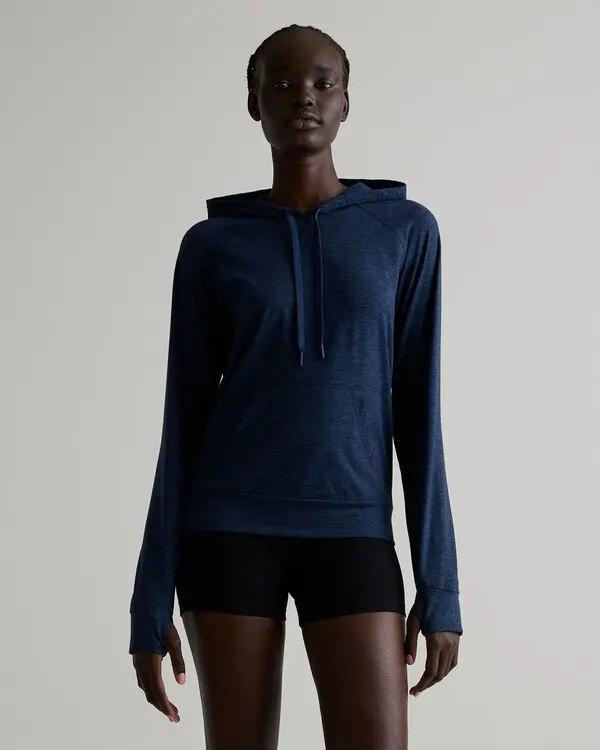 Quince Performance Pullover Hoodie - Heather Navy