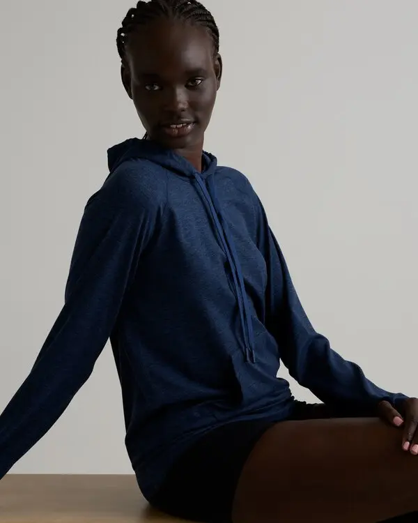 Quince Performance Pullover Hoodie - Heather Navy