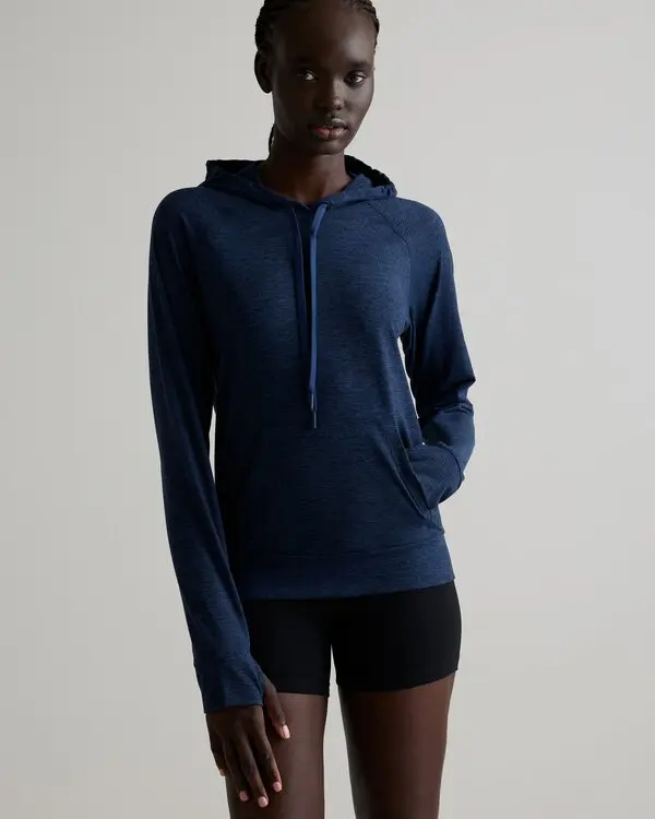 Quince Performance Pullover Hoodie - Heather Navy