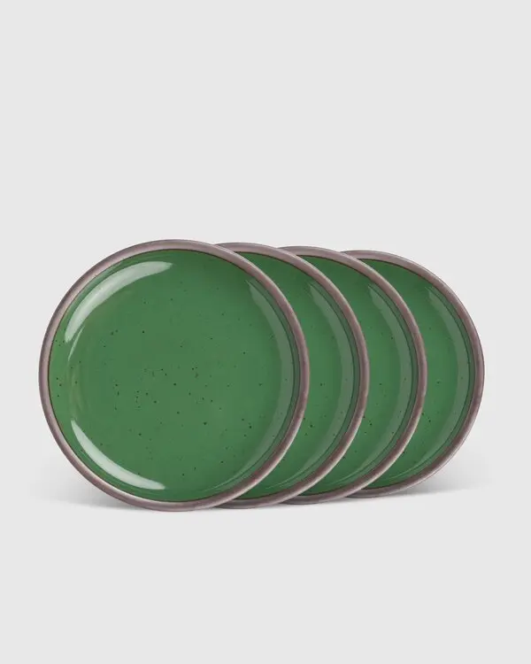 Quince East Fork Side Plate, Set Of 4 - Glossy Malachite