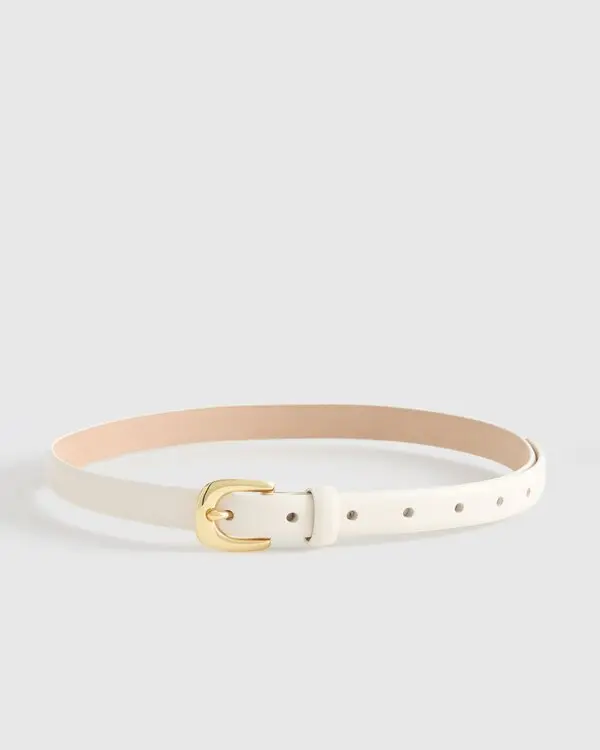 Quince European Leather Skinny Belt - Bone