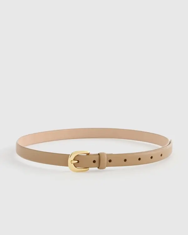 Quince European Leather Skinny Belt - Mushroom