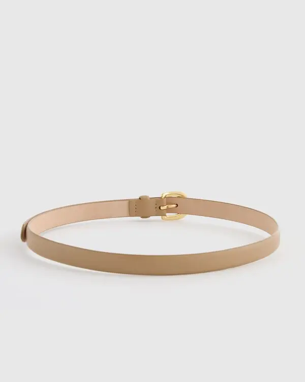 Quince European Leather Skinny Belt - Mushroom