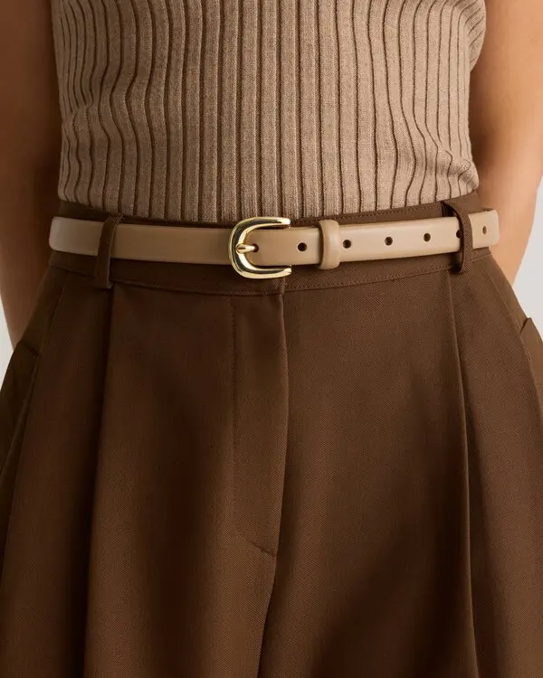 Quince European Leather Skinny Belt - Mushroom