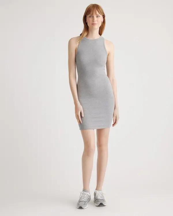 Quince Tencel Rib Knit Sleeveless Mini Dress
